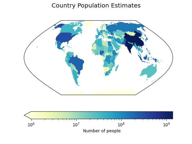 Choropleth map: associating data with geometries — cartopy 0.25.1 ...